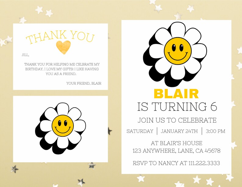 Smile & Floral Bundle Invitation - Etsy