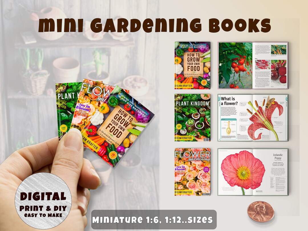 3 Mini Gardening Books With Pages (1:6, 12..), Instant Download ...