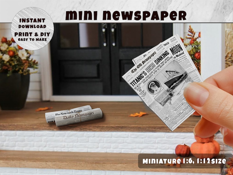 Mini Newspaper Template (1:6-8-12 Sizes), Instant Download Printable ...