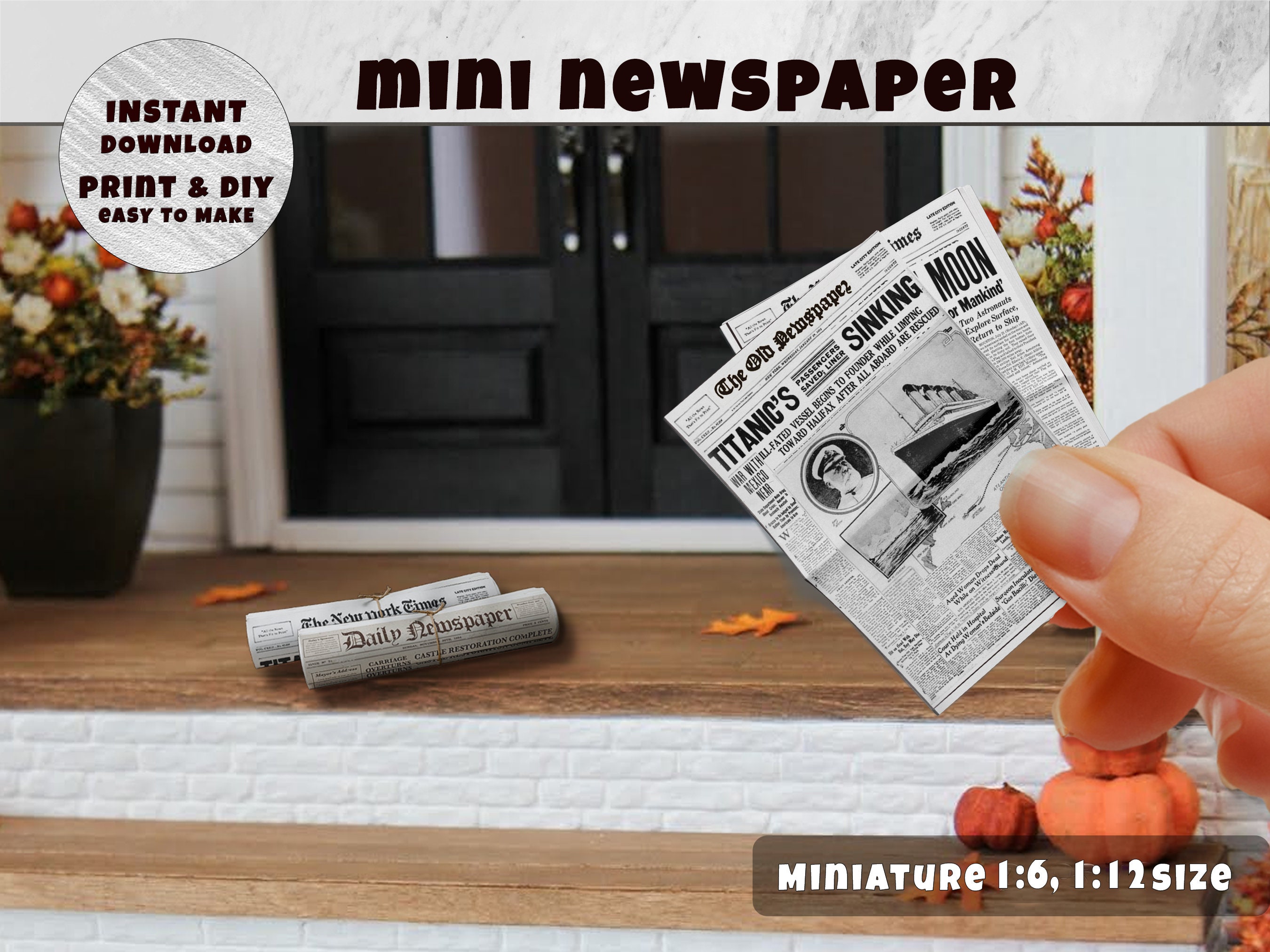 Mini Newspaper Template (1:6-8-12 Sizes), Instant Download Printable ...