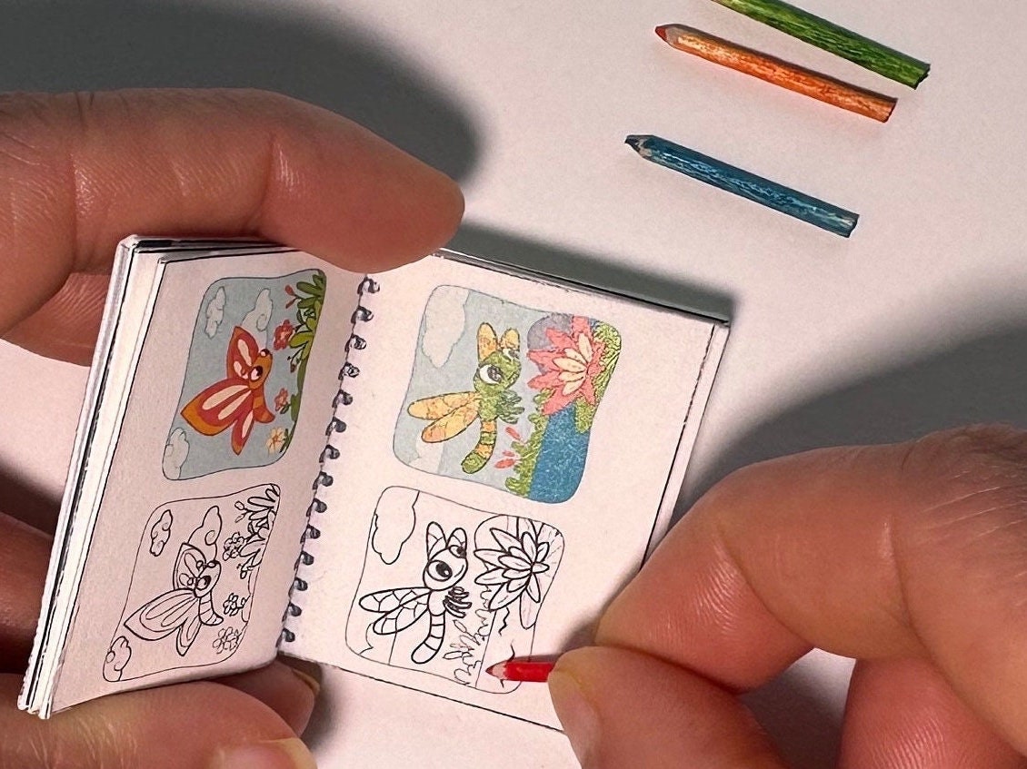 Miniature Coloring Set Box & Book With Real Pages 1:6 - Etsy
