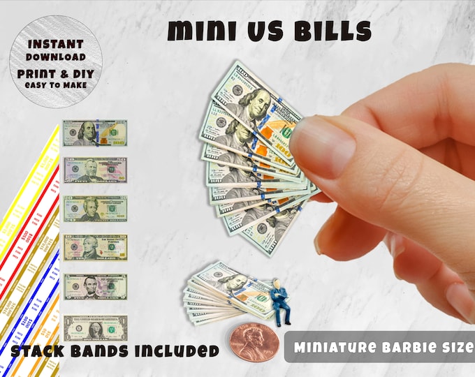 1:6 Scale Miniature US Dollar Bill Doll Size Money 11.5 Inch Fashion ...