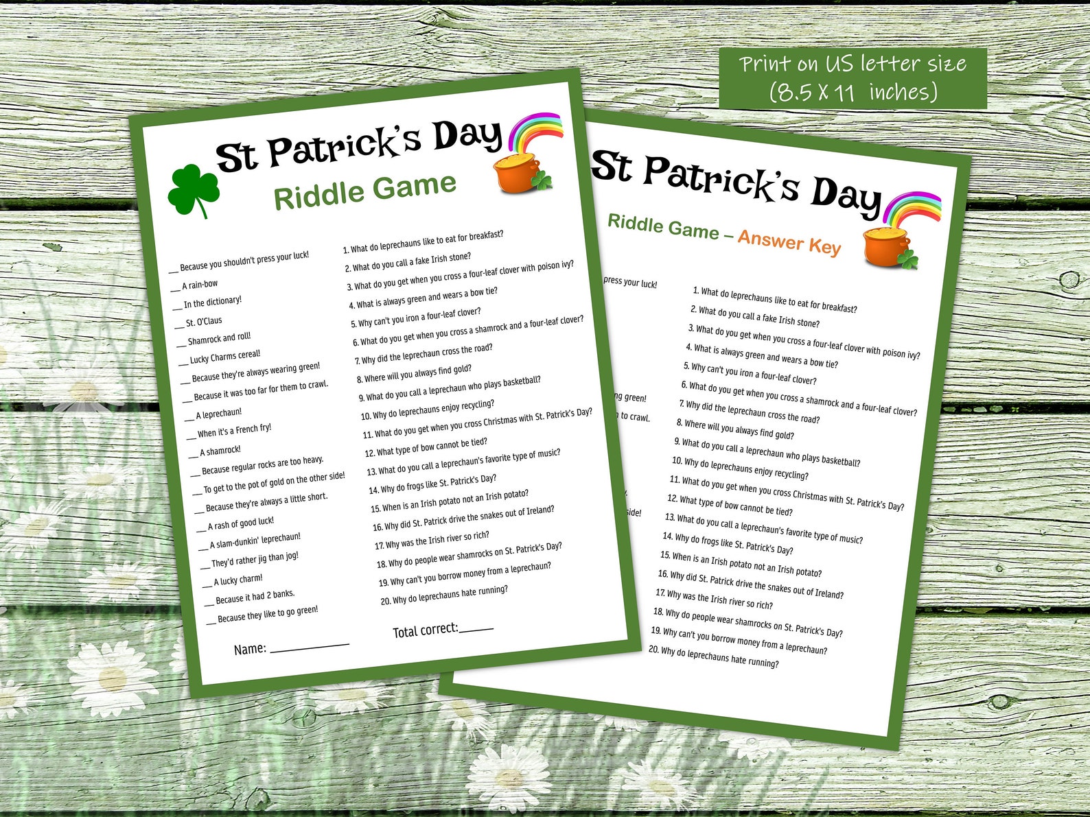 Shamrock Shuffle: St. Patrick's Day Riddle Game - Etsy