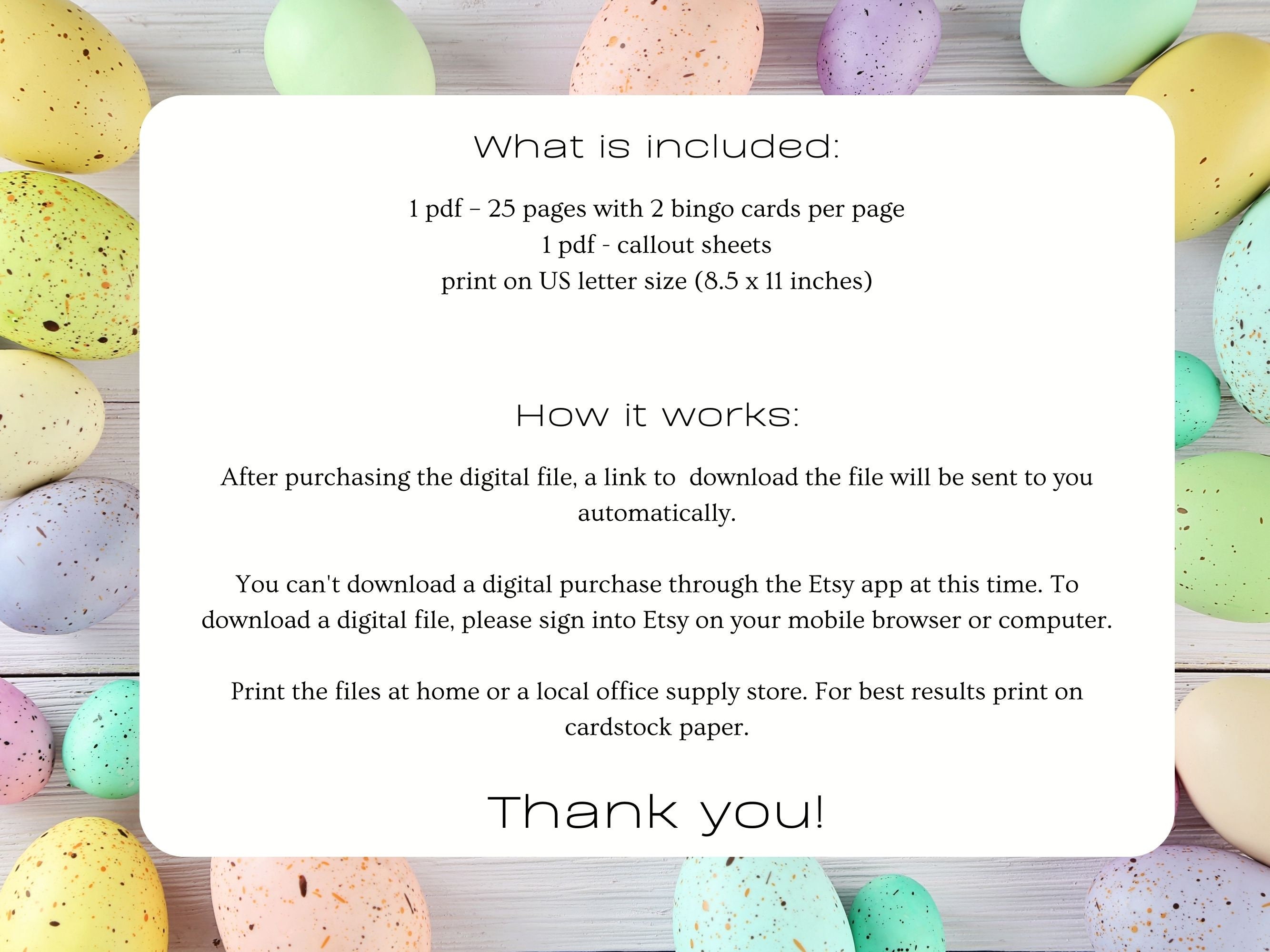 50 Easter Bingo Cards | Easter Party Game | Fun Easter Game | Easter ...