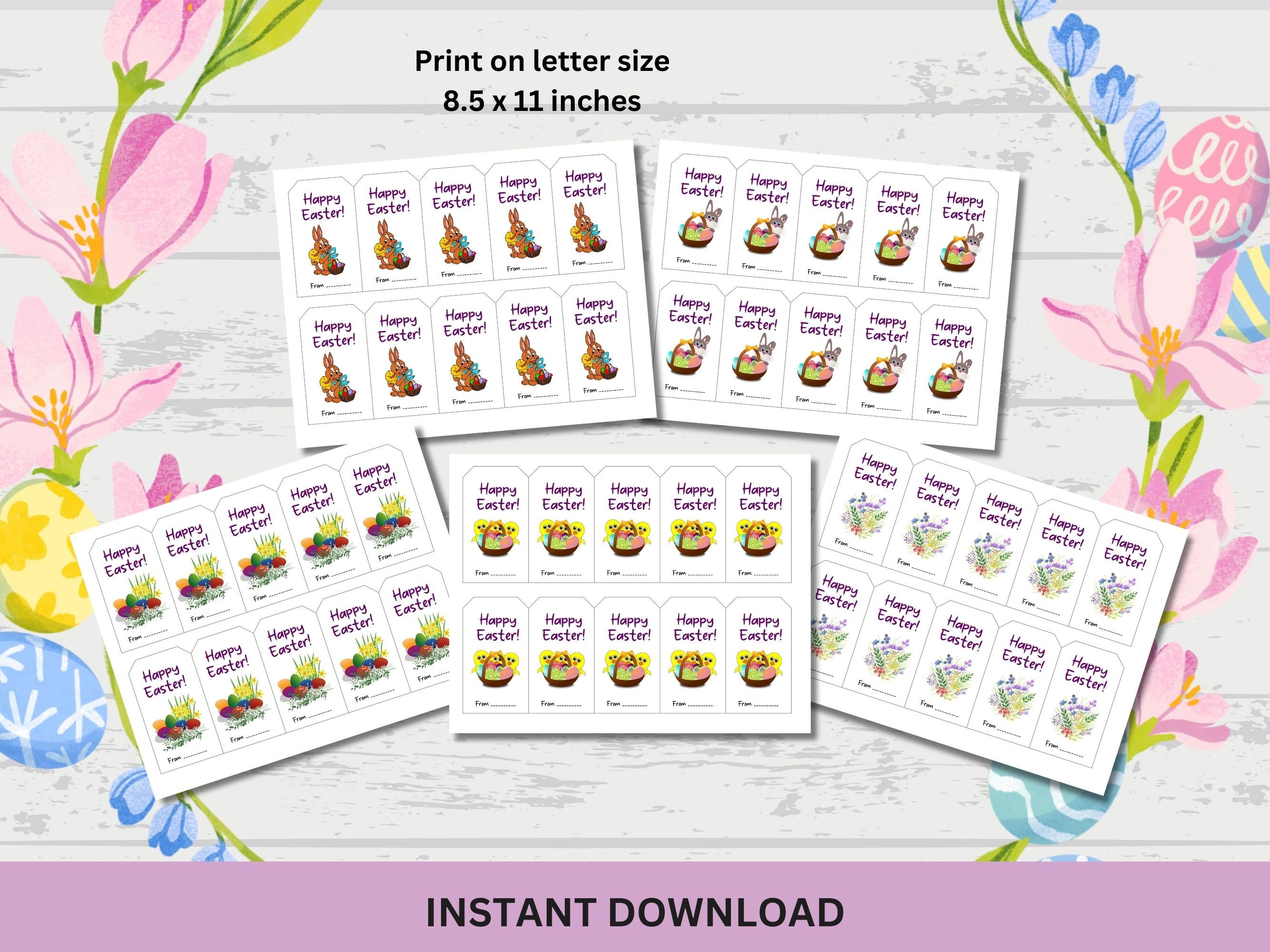 Easter Gift Tags, Easter Printable, Kids Easter Basket, Printable ...
