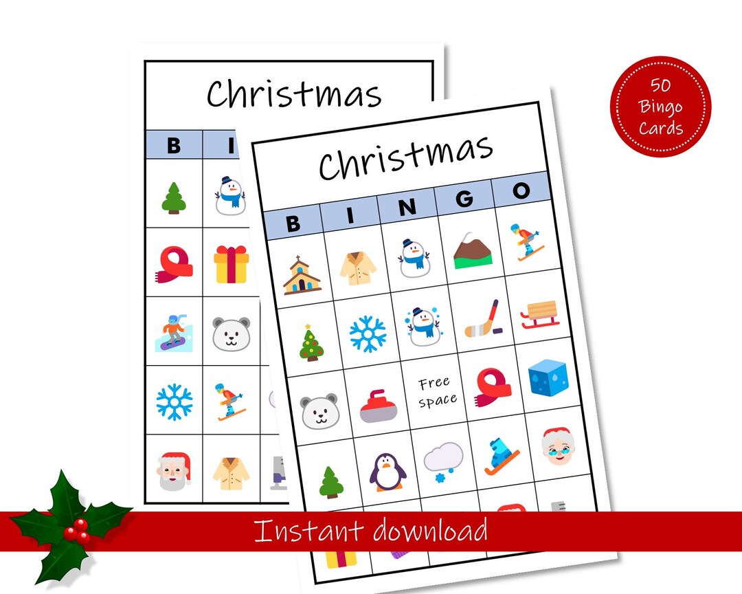 50 Christmas Bingo Cards | Printable Christmas Bingo | Christmas Party ...