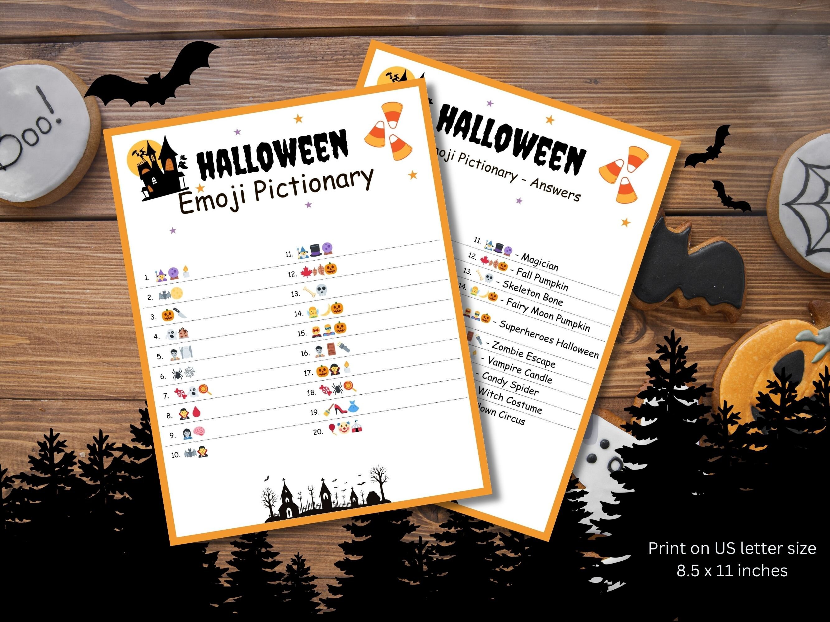 Halloween Emoji Pictionary: Guess the Spooky Symbols Halloween Party ...