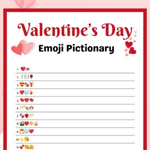 Valentine's Day Emoji Pictionary Game, Kid's Activity (PDF) - Etsy