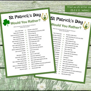 St. Patrick's Day Would You Rather: Shamrock Edition - Etsy