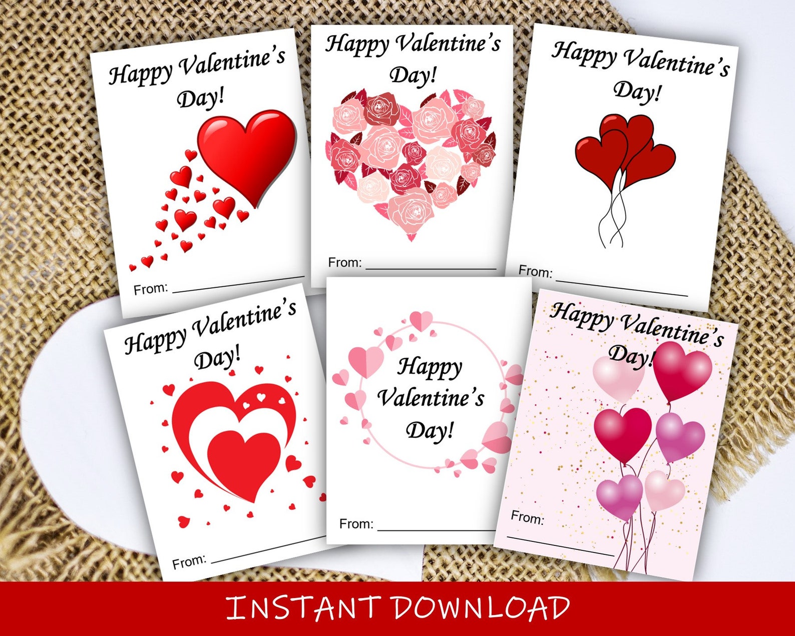 Printable Valentine's Day Cards, Classroom Valentine's Day Cards for ...