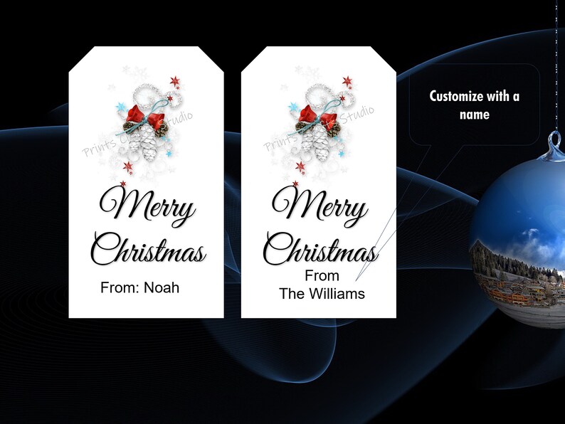 Printable Christmas Gift Tags Holiday Tags Merry Christmas - Etsy