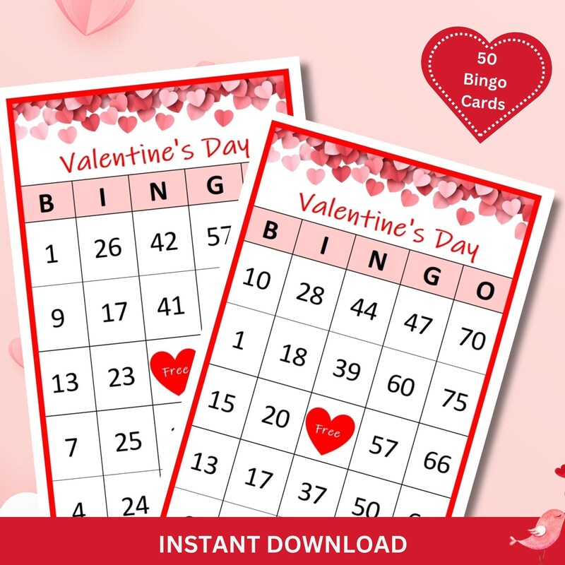 Valentine Bingo Cards - Etsy