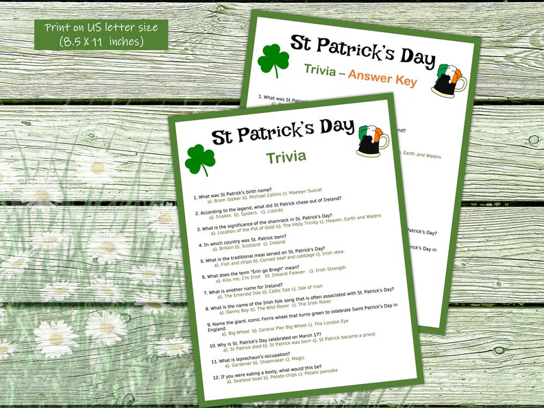 Luck of the Irish: St. Patrick's Day Trivia Challenge - Etsy