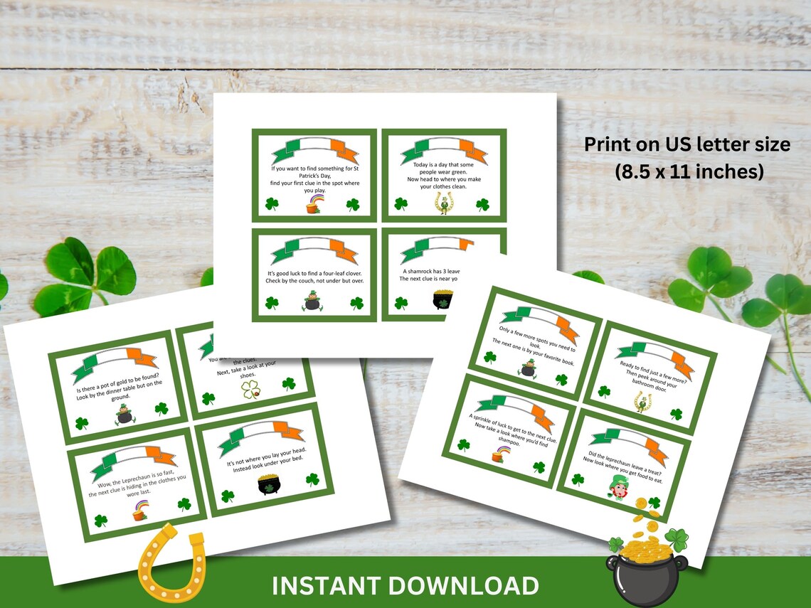 St. Patricks Day Scavenger Hunt Indoor, St Patricks Day Treasure Hunt ...