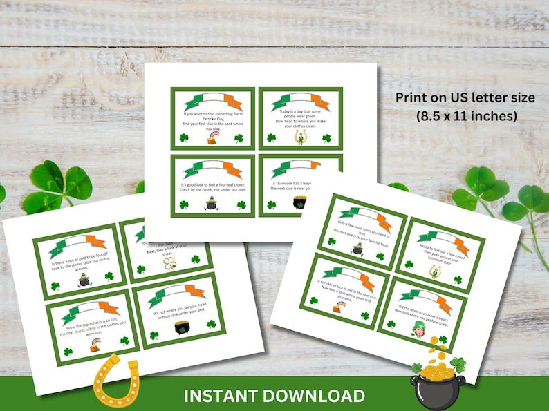 St. Patricks Day Scavenger Hunt Indoor, St Patricks Day Treasure Hunt ...
