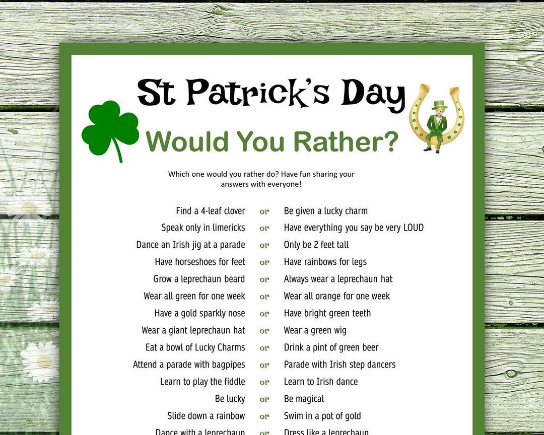 St. Patrick's Day Would You Rather: Shamrock Edition - Etsy