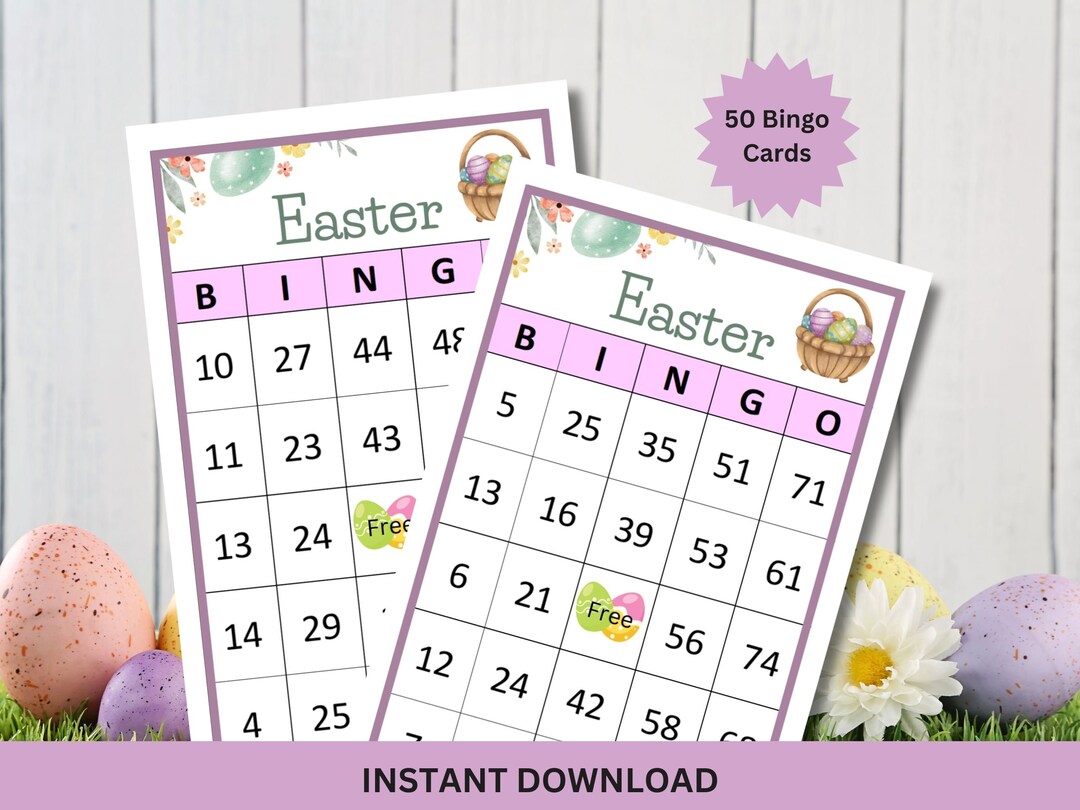 50 Easter Bingo Cards | Easter Party Game | Fun Easter Game | Easter ...