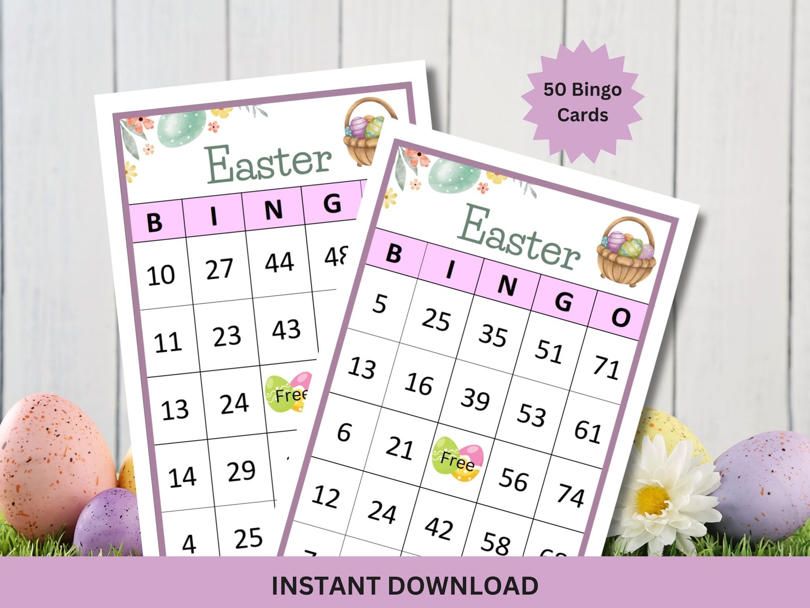 50 Easter Bingo Cards | Easter Party Game | Fun Easter Game | Easter ...