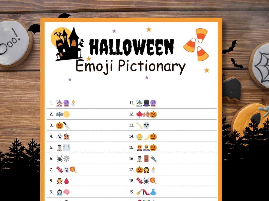 Halloween Emoji Pictionary: Guess the Spooky Symbols Halloween Party ...