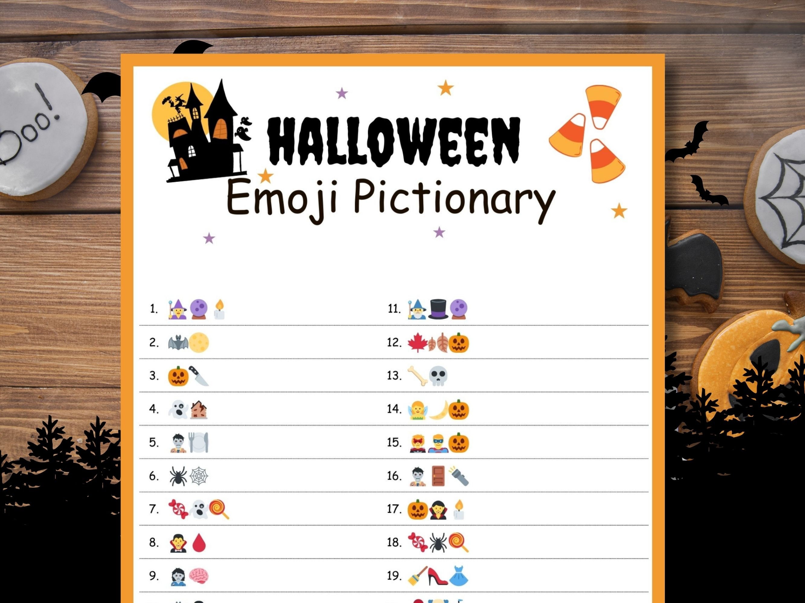 Halloween Emoji Pictionary: Guess the Spooky Symbols Halloween Party ...