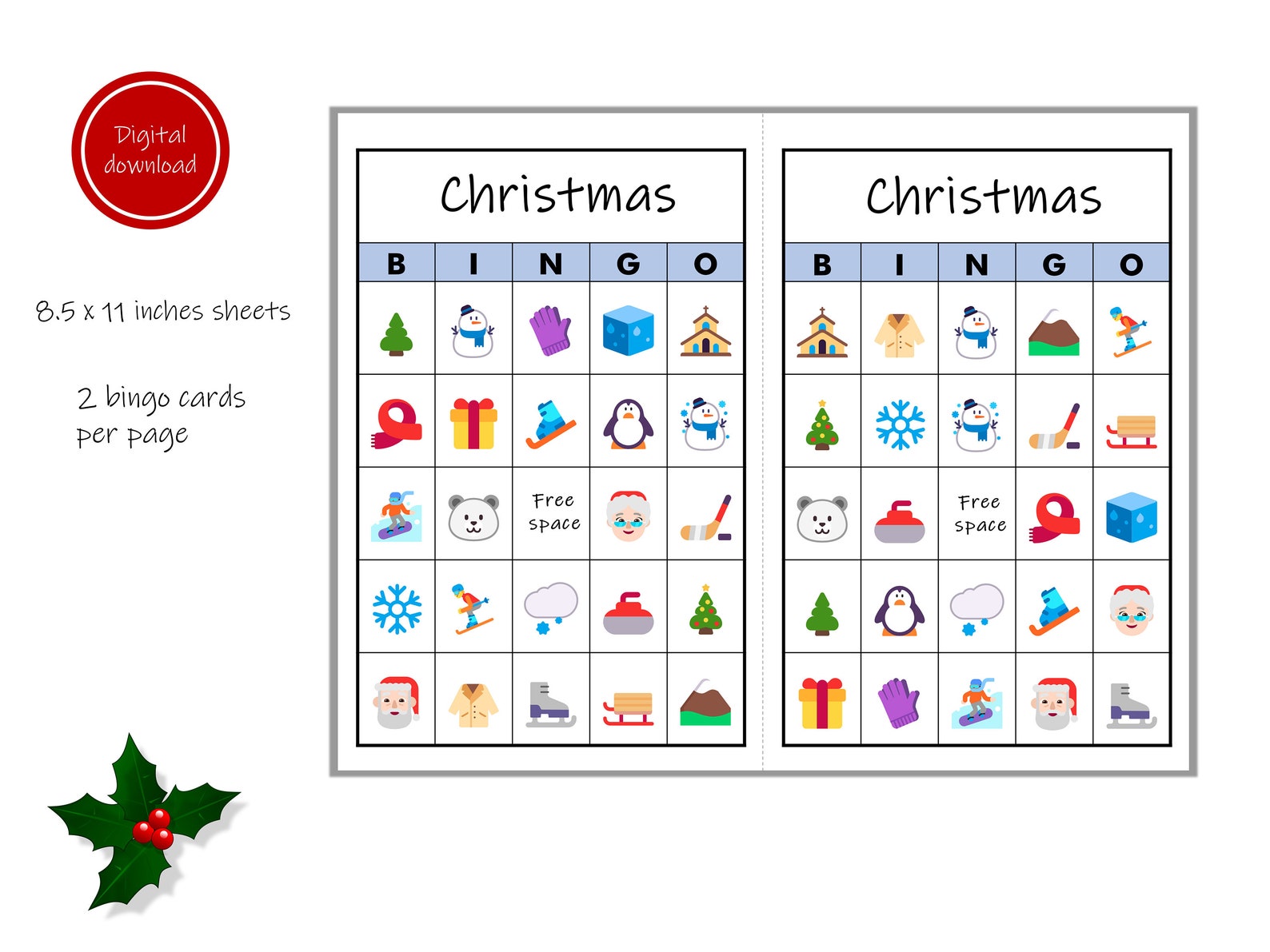 50 Christmas Bingo Cards | Printable Christmas Bingo | Christmas Party ...