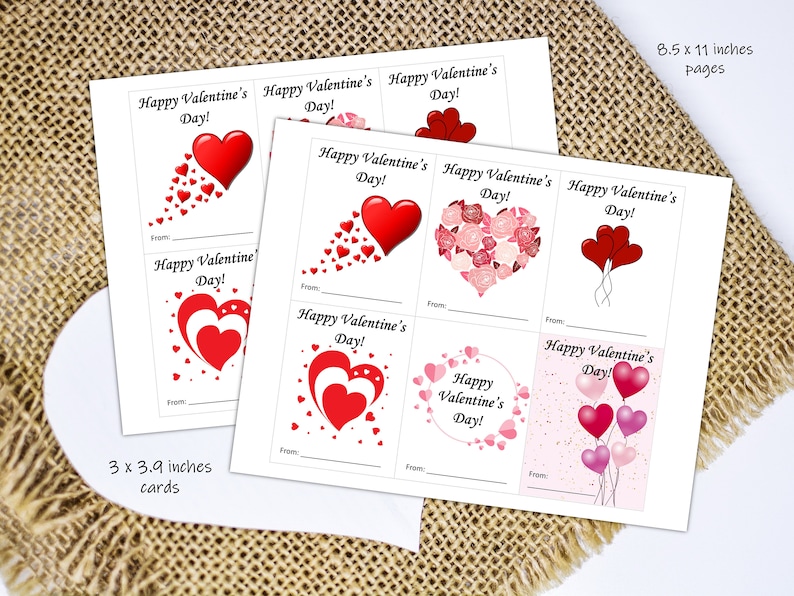 Printable Valentine's Day Cards, Classroom Valentine's Day Cards for ...