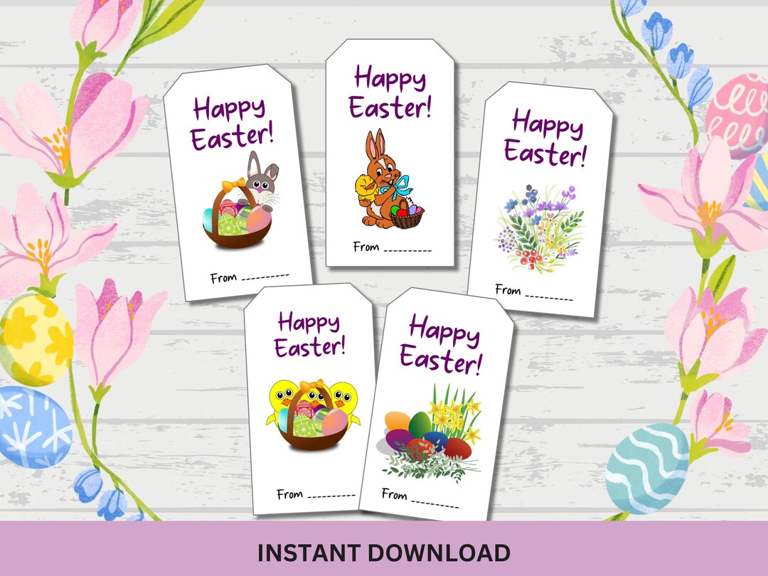 Easter Gift Tags, Easter Printable, Kids Easter Basket, Printable ...