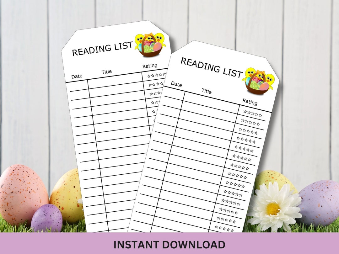 Reading List Bookmark, Keep Track of Your Reading, Easter Printable ...