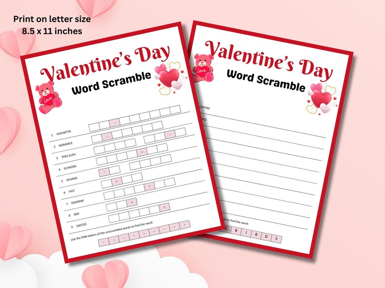 Valentines Day Party Game Word Scramble. - Etsy