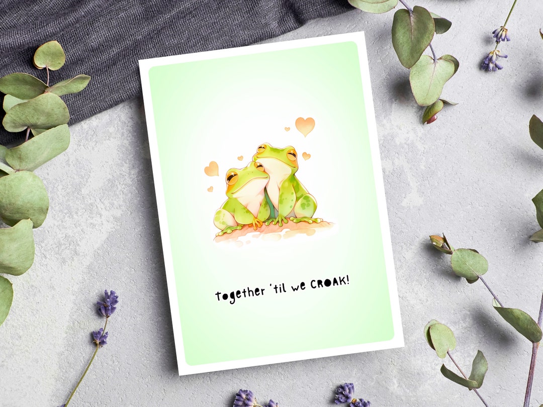 Frog Anniversary Card Funny Til We Croak Wedding Day for Husband Groom ...