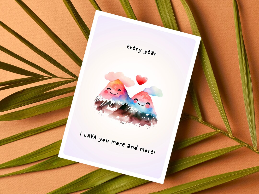 Volcano Love Card Anniversary I Lava You More and More Wedding Day for ...