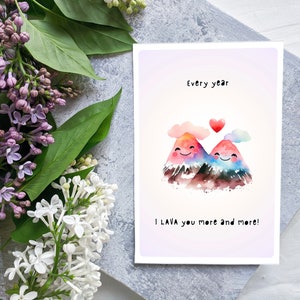 Volcano Love Card Anniversary I Lava You More and More Wedding Day for ...