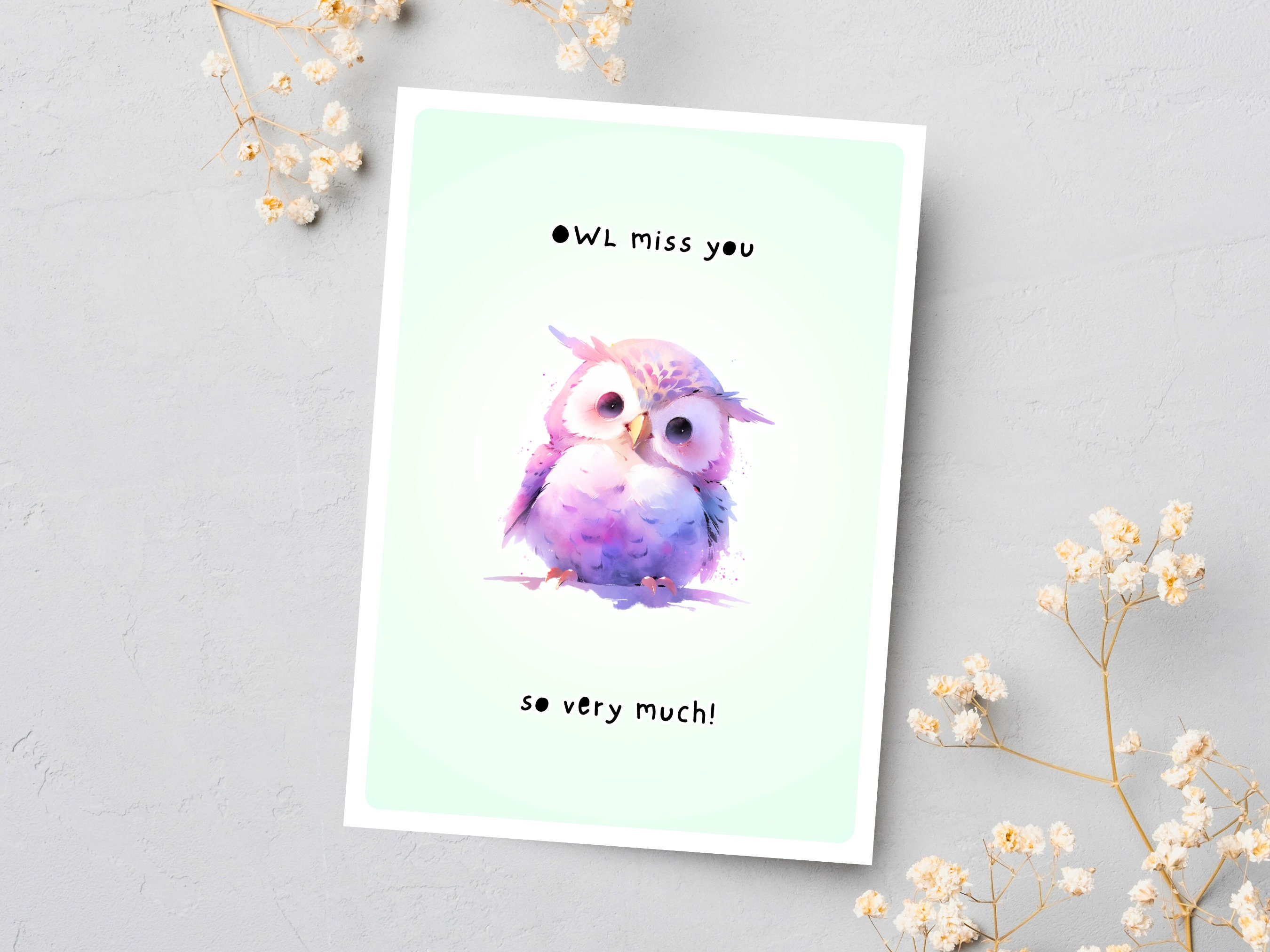 Farewell Card Owl Miss You Going Away Gift Coworker Friend Military ...