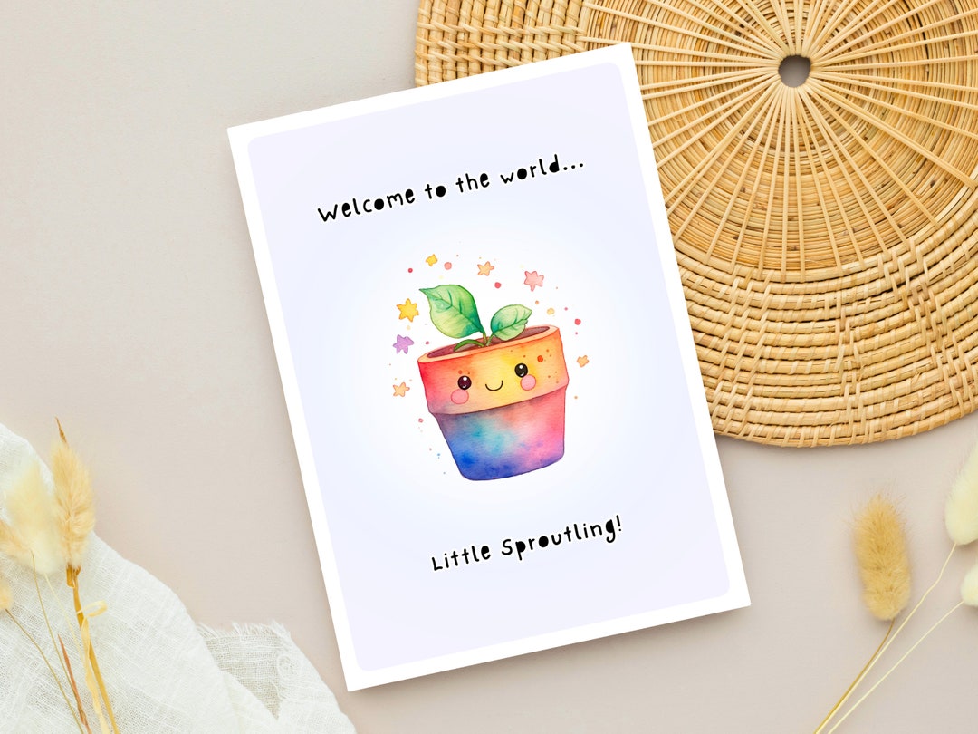 Little Sprout Welcome Baby Card Little Sproutling Baby Gift New Baby ...
