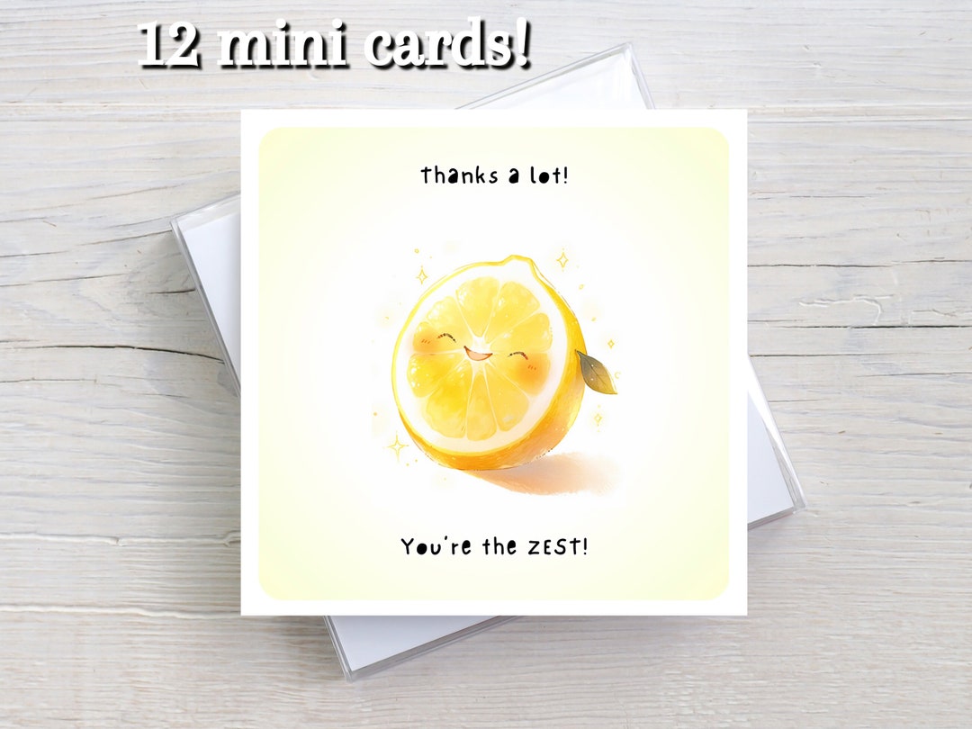 Mini Thank You Cards Box Set Unique Thanks You're the Zest Funny 12 ...