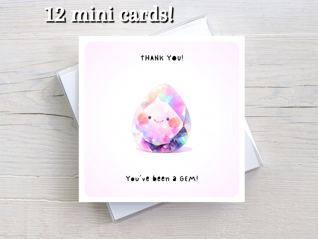 Mini Thank You Cards Box Set Unique You’re a Gem Stone Funny 12 Pack ...