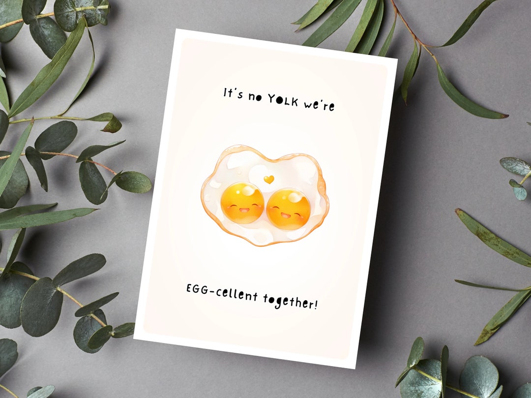 Eggcellent Love Friendship Anniversary Card Food Pun Husband Gift ...