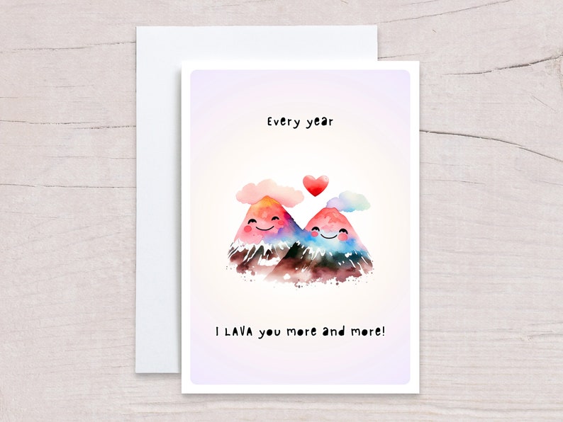 Volcano Love Card Anniversary I Lava You More and More Wedding Day for ...