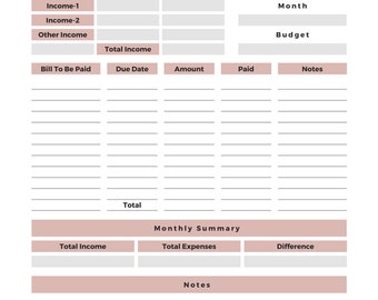 Monthly Budget Planner, Printable Financial Organizer, Expense Tracker ...