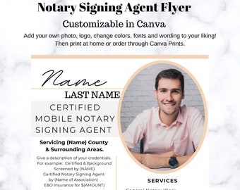 Notary Signing Agent Template Invoice Pink Canva Template Customizable ...