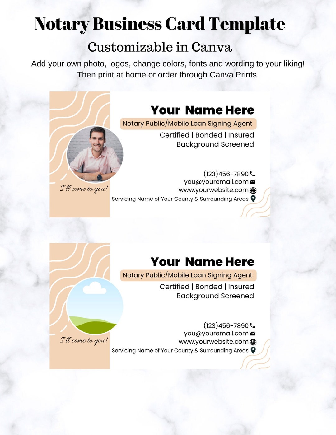 Notary Loan Signing Agent Marketing Business Card Template Tan Canva ...