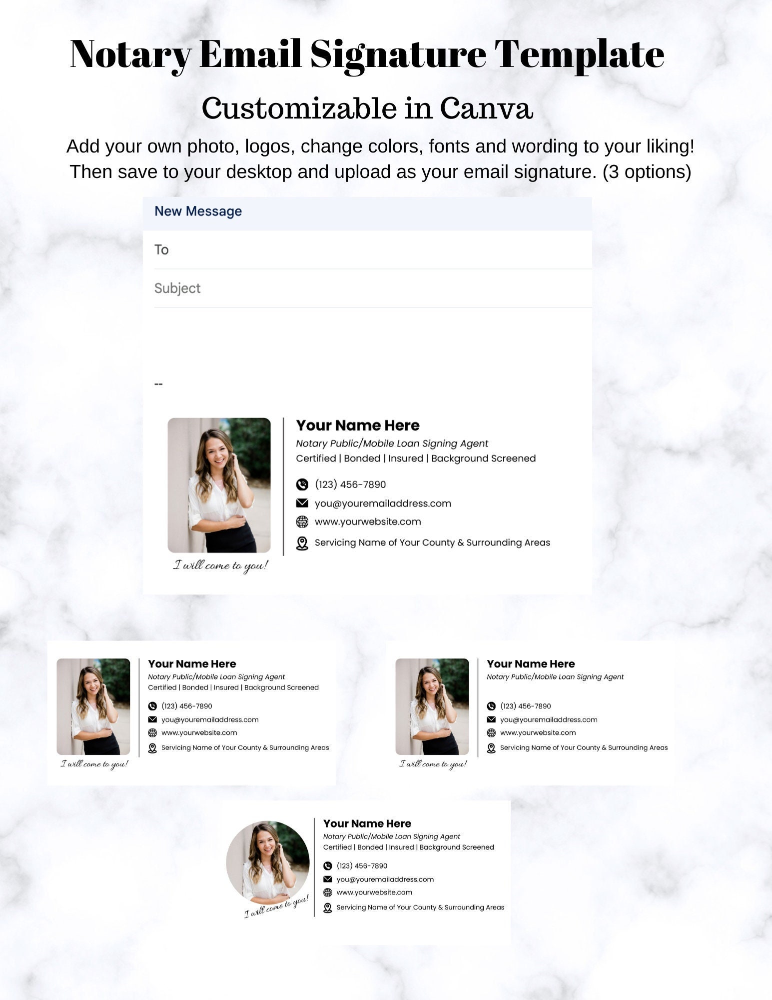 Notary Loan Signing Agent Marketing Email Signature Template Canva ...