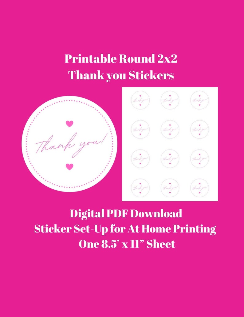 Printable Round 2x2 Thank You Sticker Labels Stickers. Not - Etsy