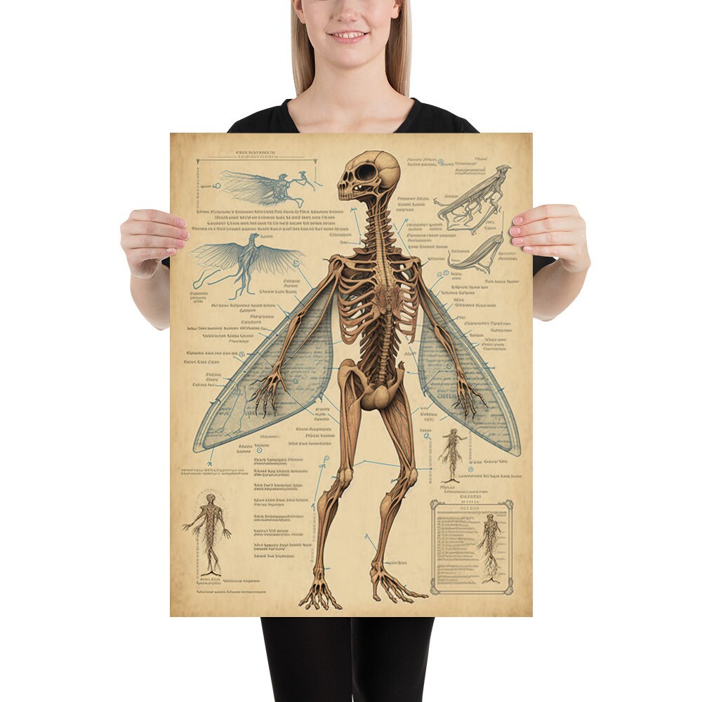 Vintage Flying Alien Anatomy Diagram | Goth Decor, Home Decor, Art ...