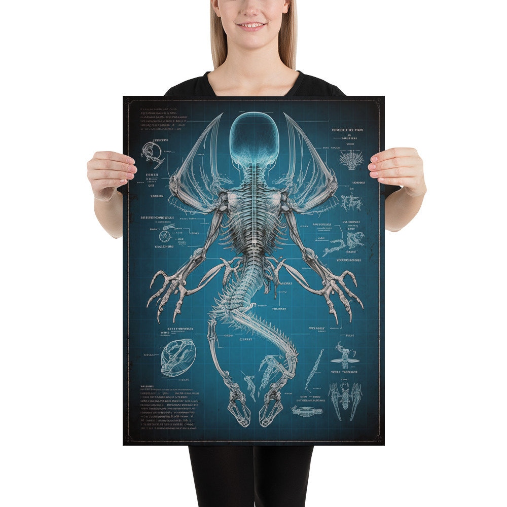 Vintage Alien Anatomy Diagram Goth Decor, Home Decor, Art Poster Print ...