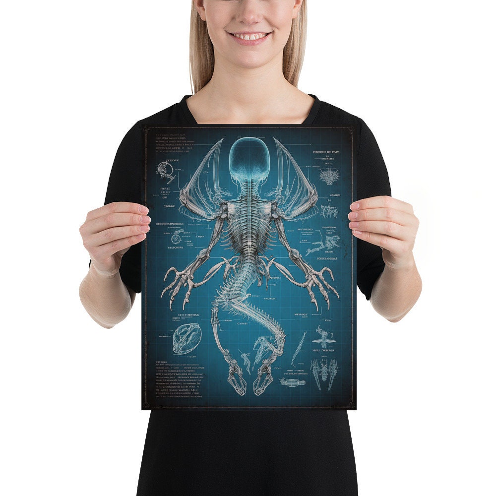 Vintage Alien Anatomy Diagram Goth Decor, Home Decor, Art Poster Print ...