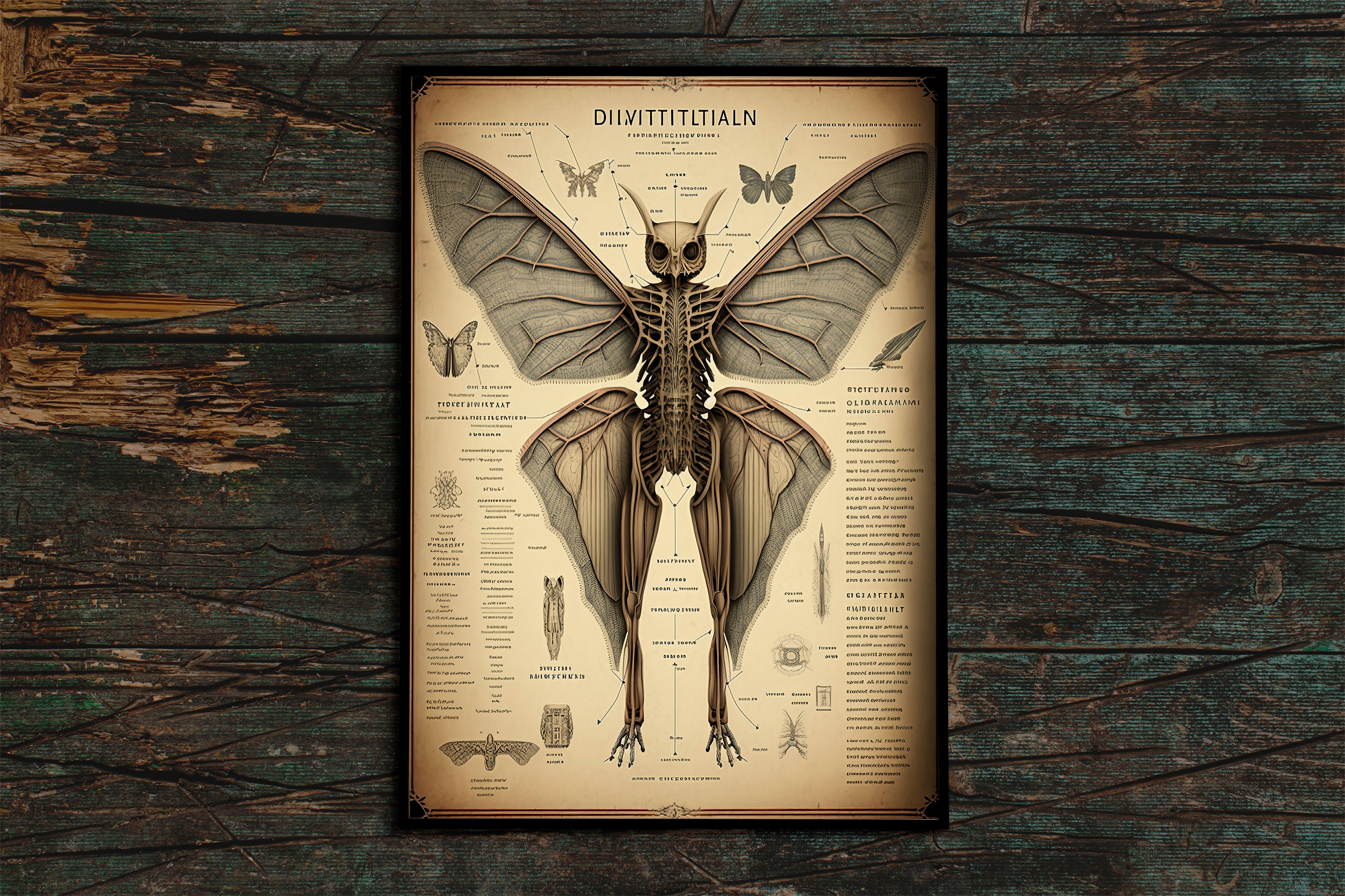 Vintage Mothman Anatomy Diagram Goth Decor Home Decor Art - Etsy Australia