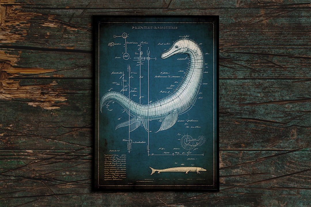 Vintage Loch Ness Monster Anatomy Diagram | Goth Decor, Home Decor, Art ...