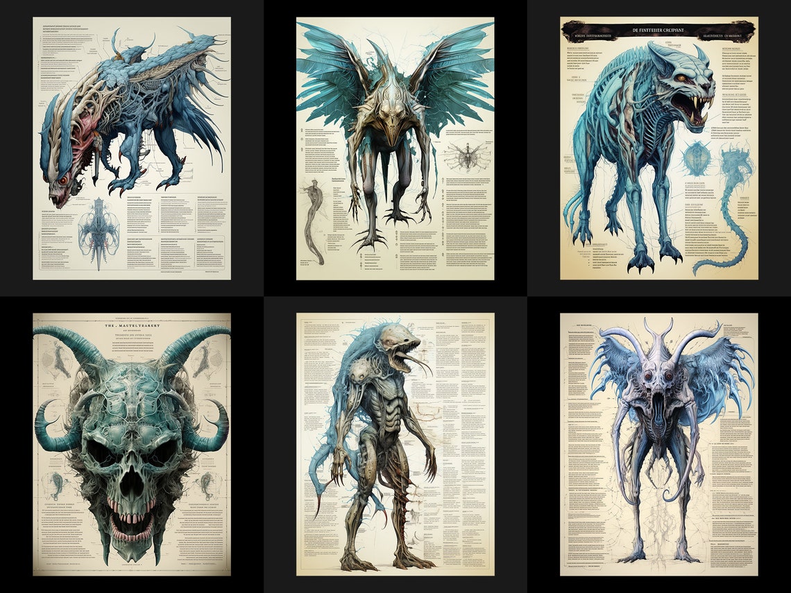 20 Hellbeast ANATOMY Posters | Digital Download | Fishman, Creatures ...