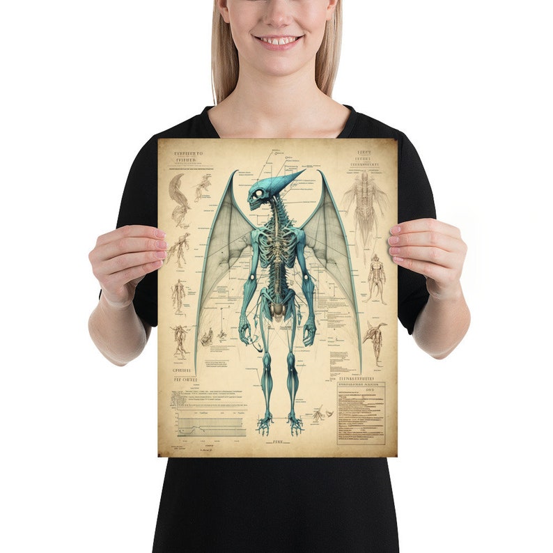 Vintage Alien Anatomy Diagram Goth Decor, Home Decor, Art Poster Print ...